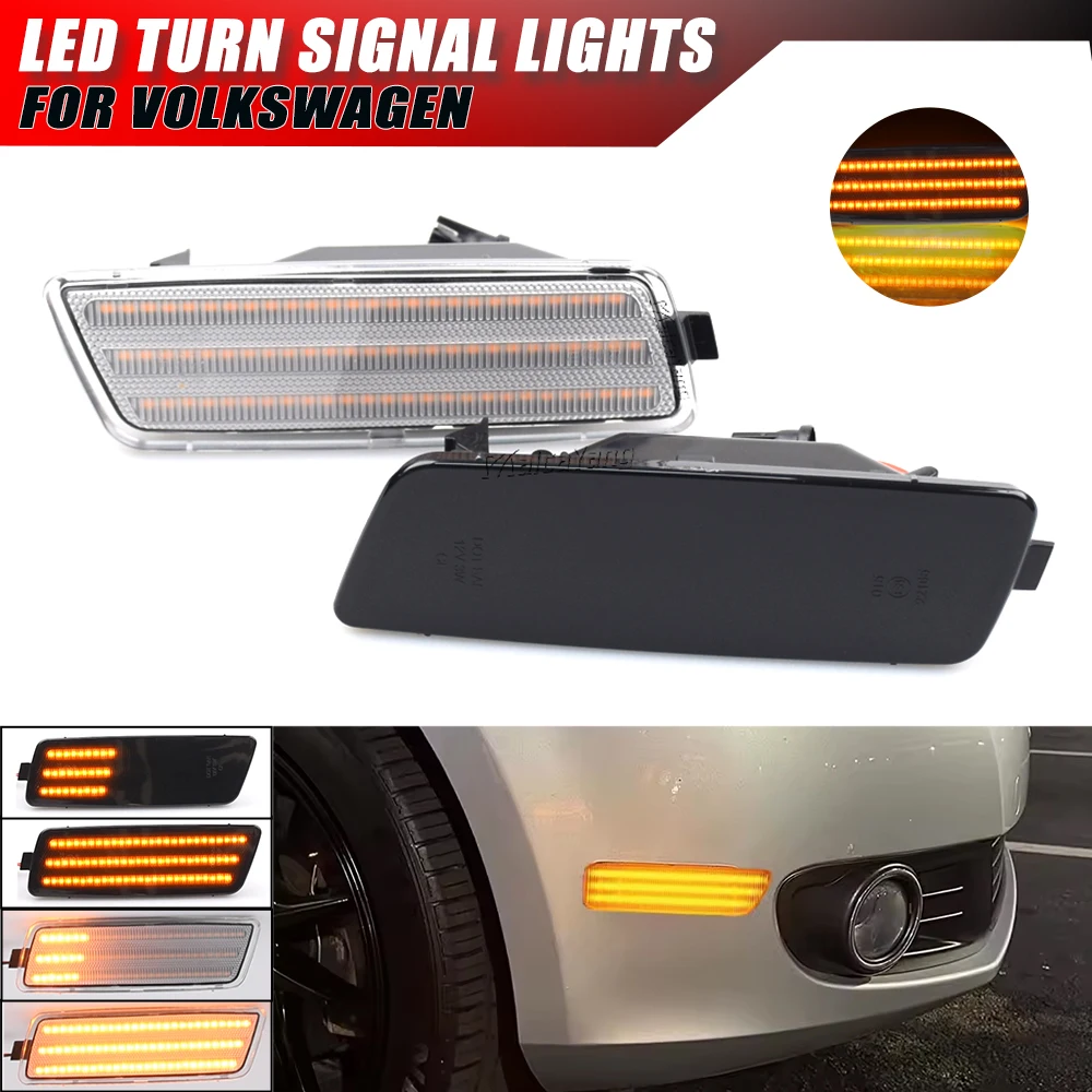 2x Dynamic LED Car Side Marker Lights Sequential Turn Signal Lights For ...