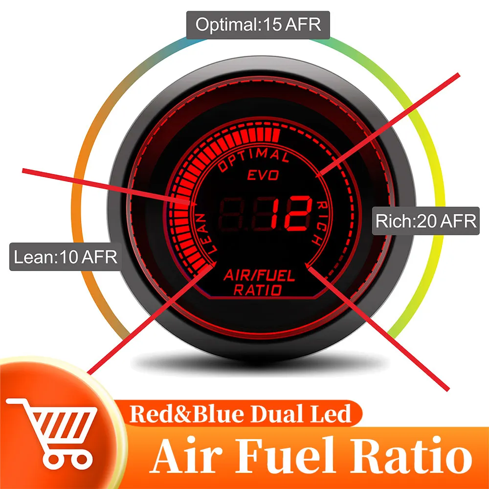 52mm-Air-Fuel-Ratio-Gauge-Red-Blue-Led-Display-Car-Gauge-AFR-Narrowband ...