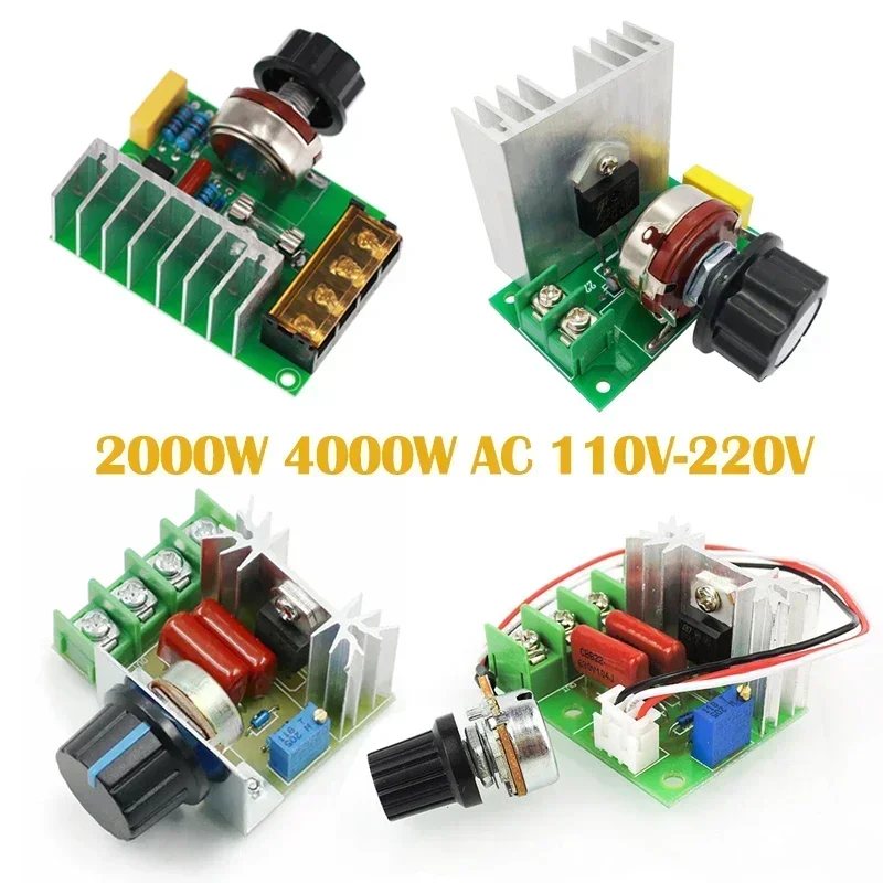 2PCS 2000W 4000W 110V-220V SCR Adjustable Motor Speed Controller Control Dimming Dimmers Voltage ...