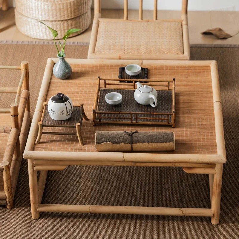 Bamboo Tatami Coffee Table Japanese Home Tea Table Balcony Square Bay ...