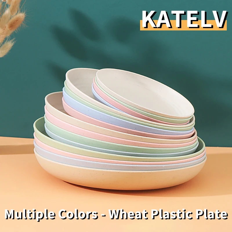 4Pcs-Dinner-Plate-Set-Wheat-Straw-Eco-Friendly-BPA-Free-Biodegradable ...