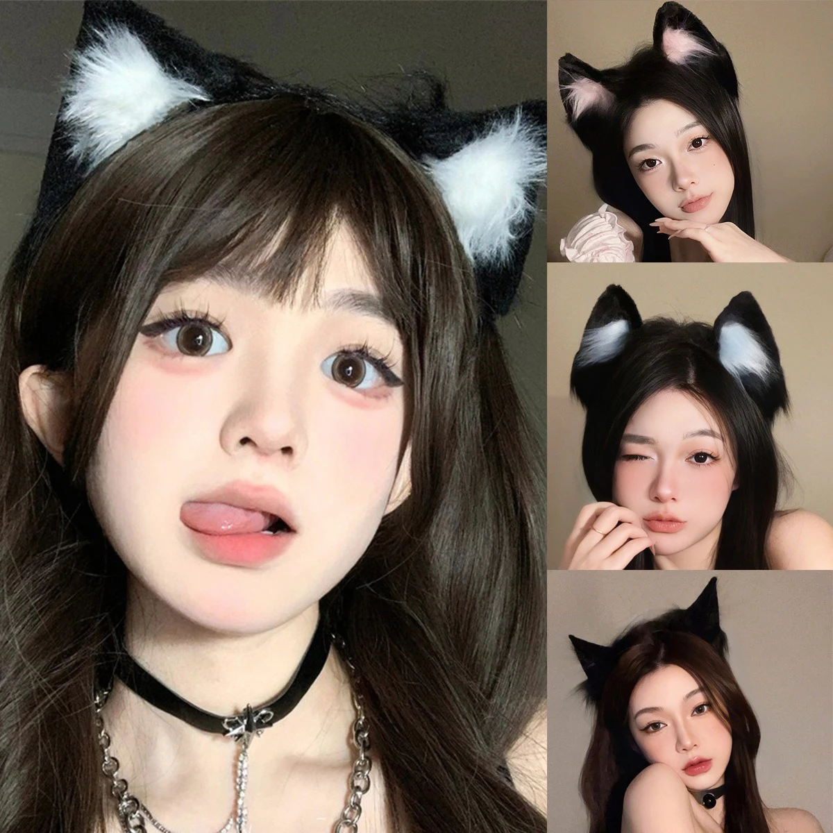 Sexy Cat Ears Headband for Women Girls Fox Lace Bow Choker Plush Bell sexy-cat-ears-headband-for-women-girls-fox-lace-bow-choker-plush-bell