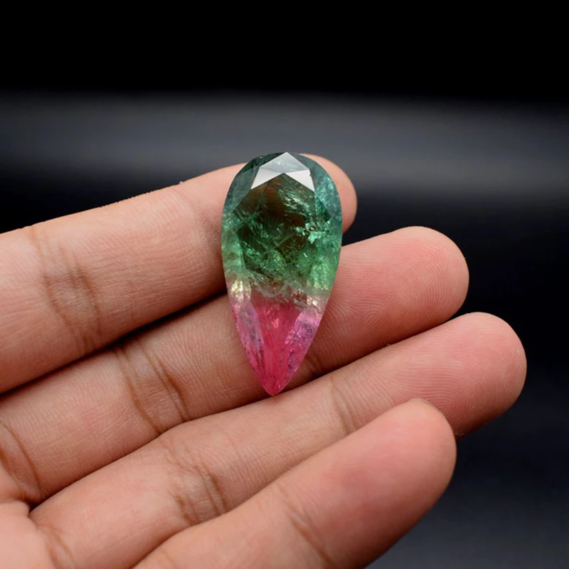 Watermelon-Tourmaline-Synthetic-Glass-Crystal-Loose-Gemstones-Pear-Cut ...