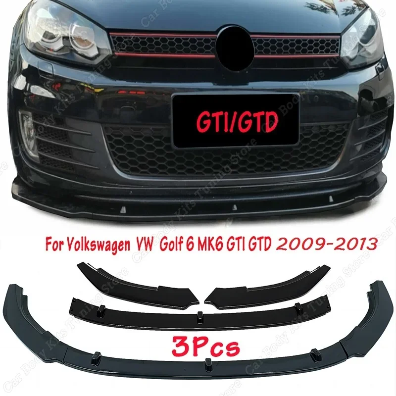 For-Volkswagen-Golf-6-MK6-GTI-GTD-2010-2013-3pcs-Front-Bumper-Lip ...