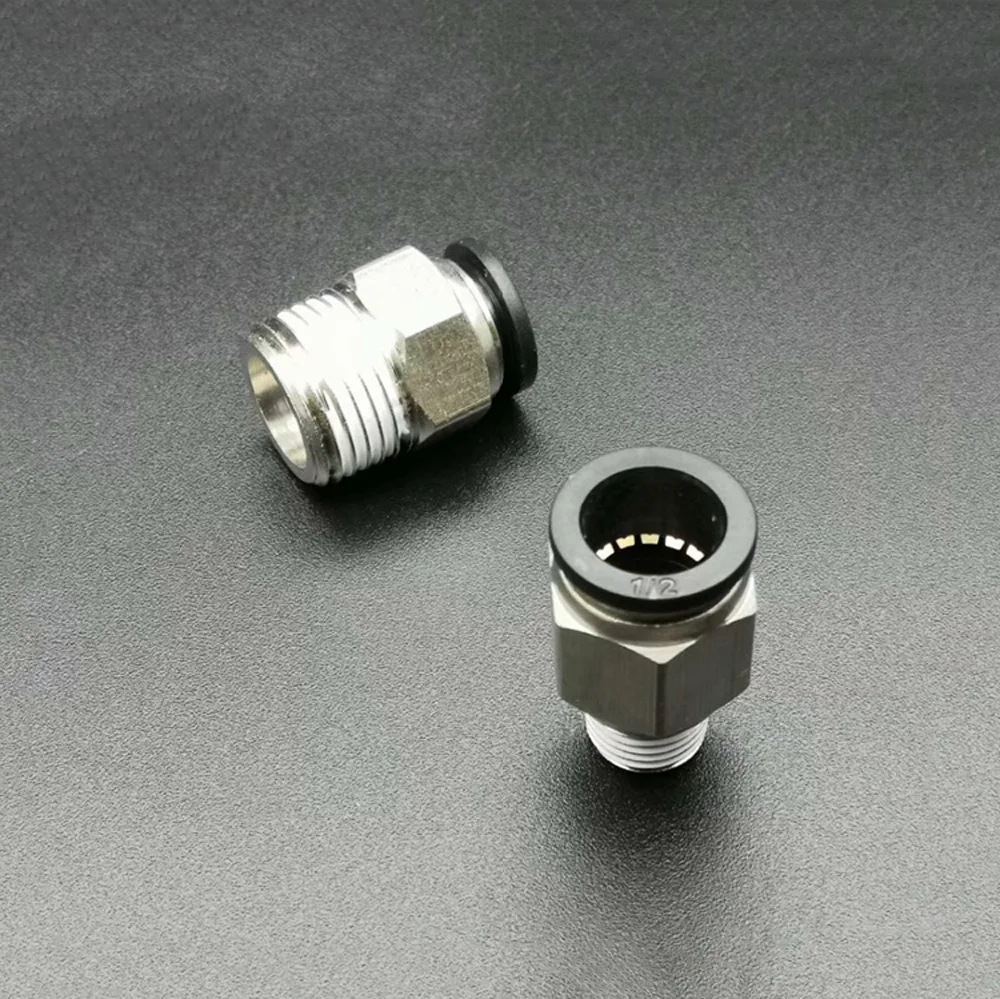 M5 M6 1/8 "1/4" 3/8 "1/2" BSPT Male x Fit 5/32 "to 1/2" OD 튜브, 공압 공기 피팅 ...