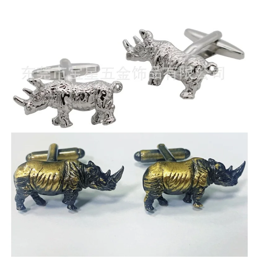 10pairs/lot Wild Animal Bronze Rhino Rhinoceros Cufflinks Shirt Cuff ...