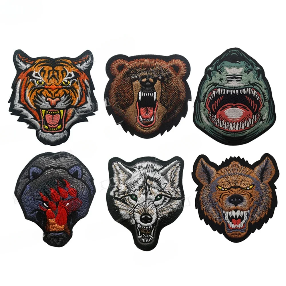 Animal-Avatar-Embroidered-Clothes-Patch-Bear-Wolf-Shark-Hyena-Tiger ...