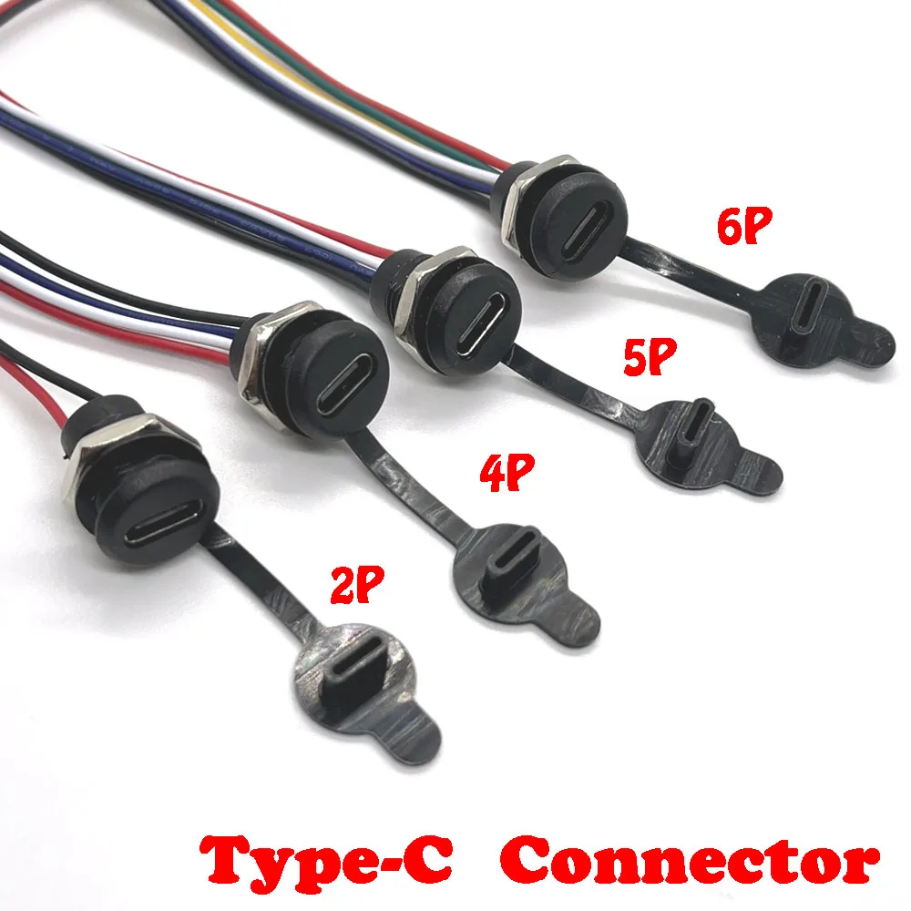 1PCS-2Pin-6Pin-USB-C-Connector-Type-C-Waterproof-with-PH-2-0-nut ...