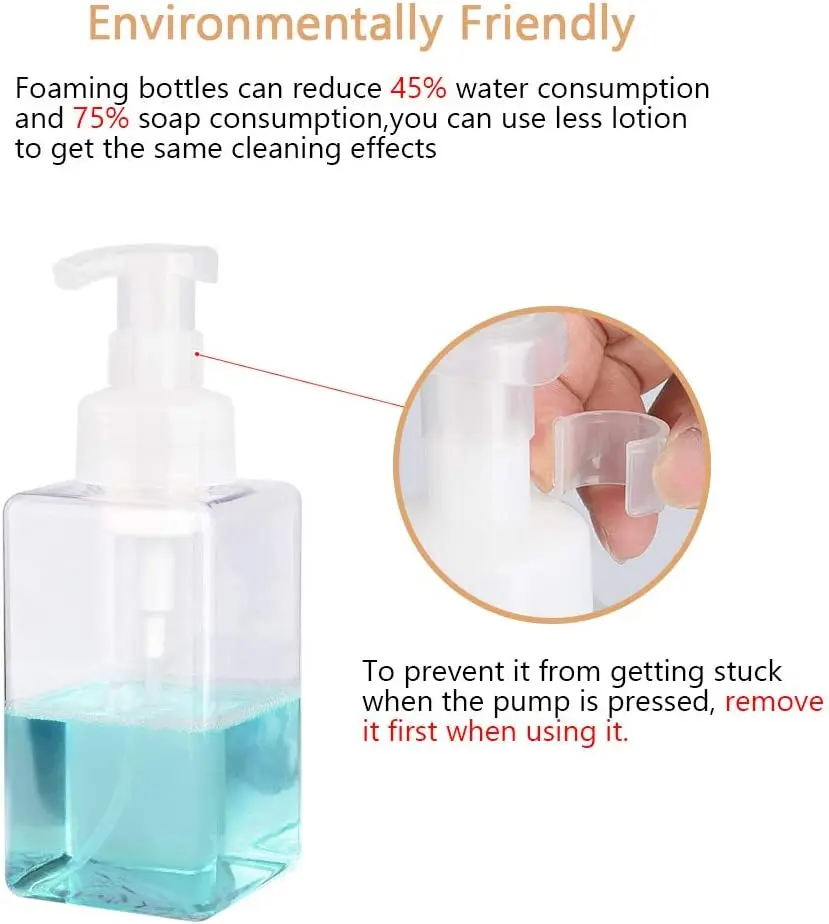 Foaming Soap Dispenser, 250/450ml (8.5/15oz) Refillable Pump Bottle ...