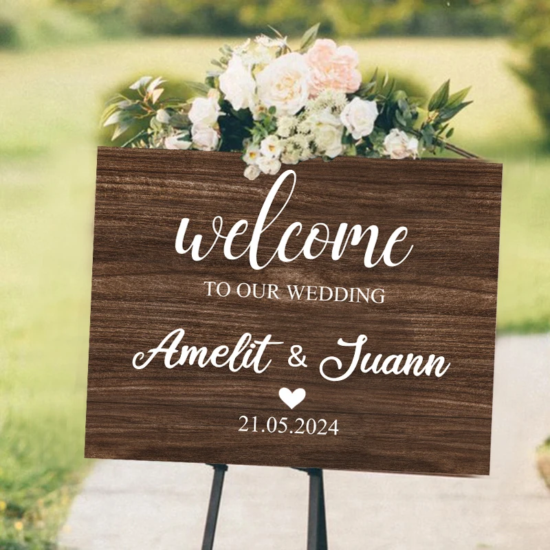 52x40cm-Custom-Wedding-Welcome-Sign-Wooden-Pattern-KT-board-Welcome ...