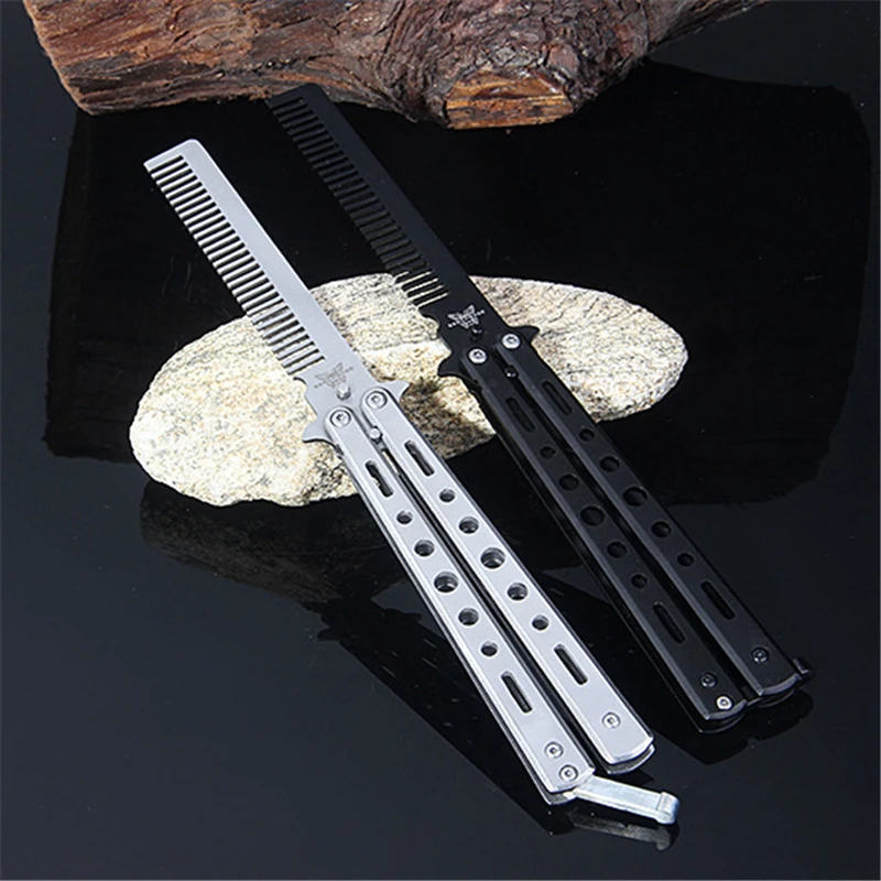 Foldable-Comb-Stainless-Steel-Practice-Training-Butterfly-Knife-Comb ...