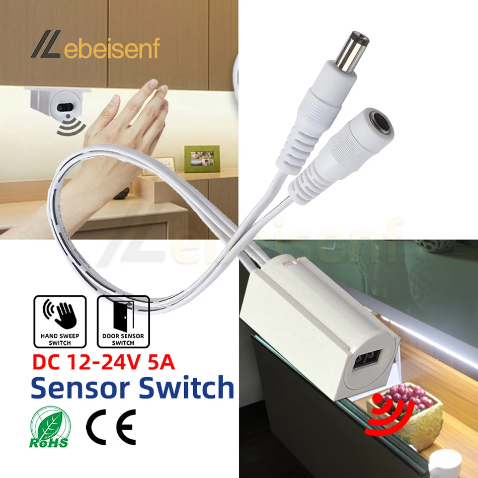 5A-12-24V-Mini-IR-Hand-Sweep-Sensor-White-Switch-Round-Hole-Mount-DC ...