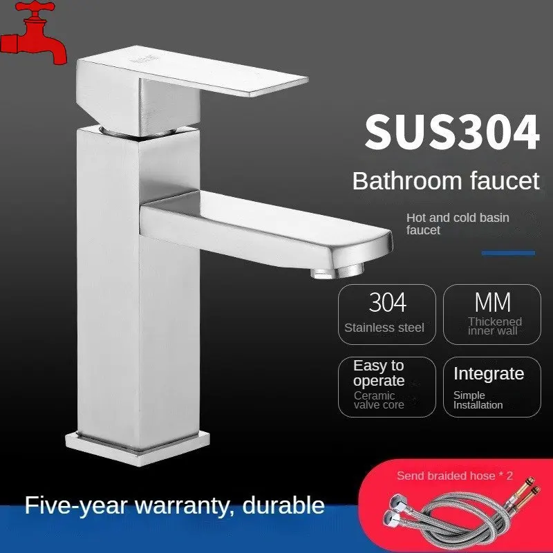 304 Stainless Steel Washbasin Hot and Cold Faucet Washbasin Sink Sink ...