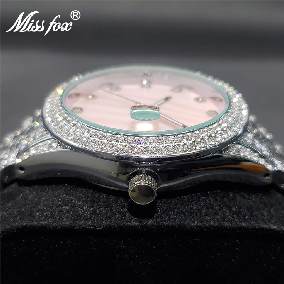 Ice Pink And Gold Watch With Diamonds