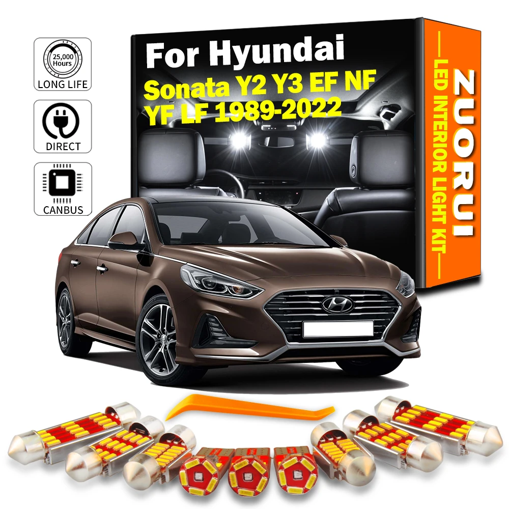ZUORUI Canbus LED 인테리어 맵 돔 라이트 키트, 현대 소나타 Y2 Y3 EF NF YF LF 1989 2020 2021 2022 차량 전구 LED 램프 ...
