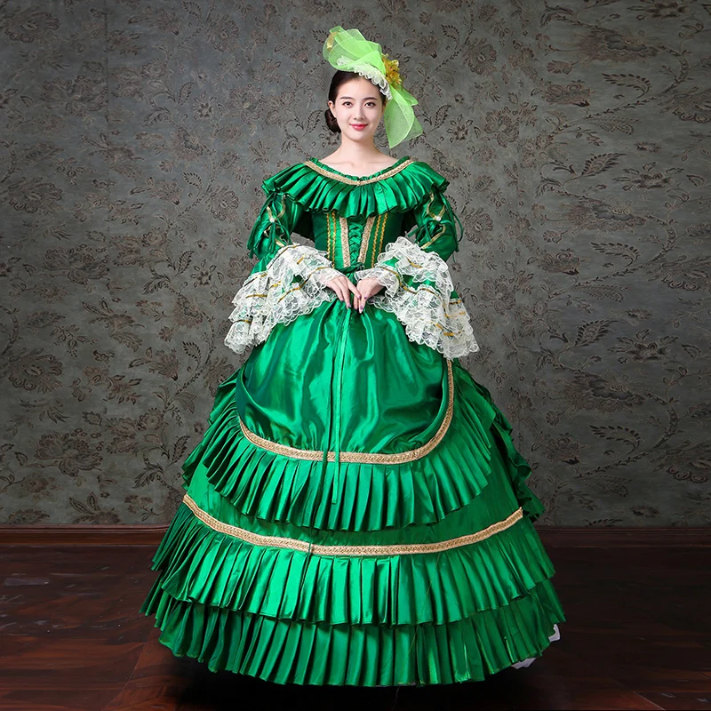 Customized-Green-Ball-Gown-Marie-Medieval-Court-Evening-Dresses ...