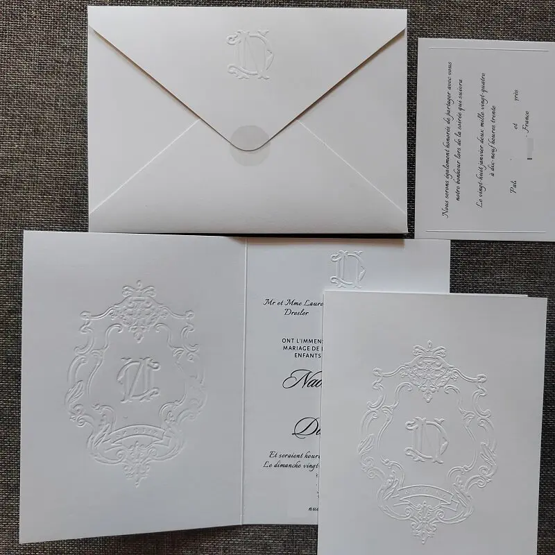 Elegant-Blind-Emboss-Invitation-Cards-Europe-Baroque-Logo-Folding ...
