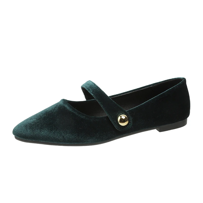 Zapatos planos de punta estrecha con acabado mate de terciopelo para ...