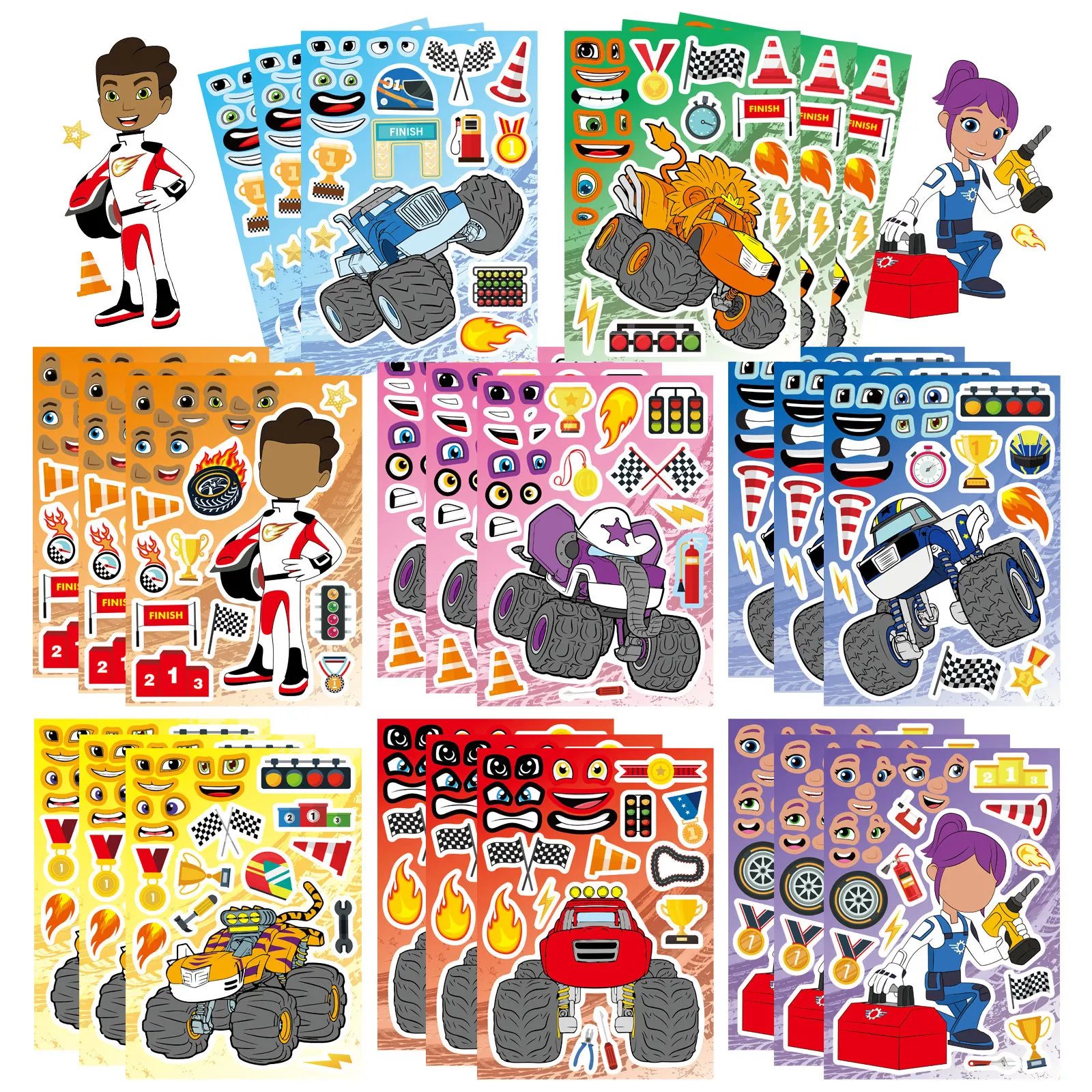 8/16Sheets Blaze and the Monster Machines Cartoon Sticker DIY Laptop ...