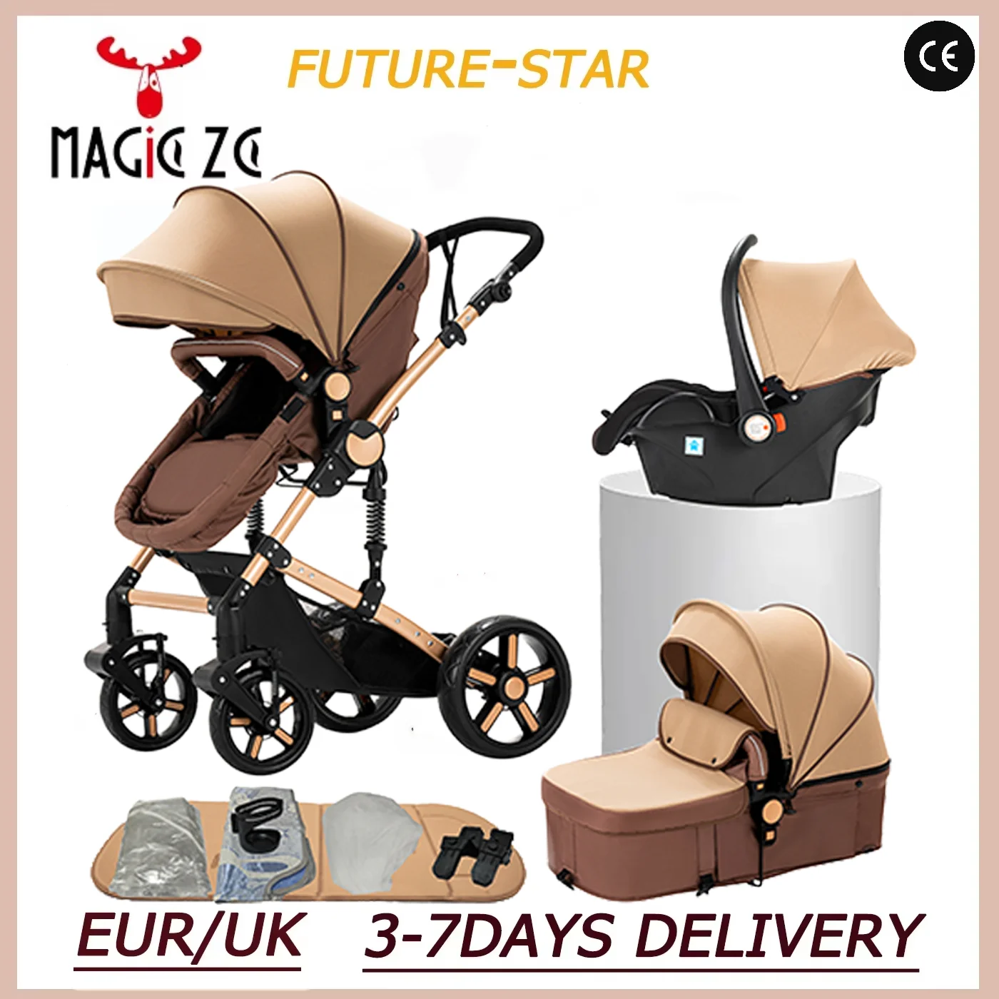 3 In 1 Baby Stroller Baby Carriage Luxurious Baby Stroller 3 in 1 ...