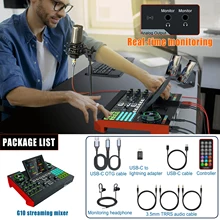 Usb Audio Interface Podcast Apparatuur Bundel Mixer & Vocale Effecten, G10 Geluidskaart Boord ...