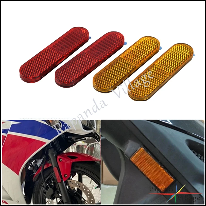 1 Pair Red Plastic Reflectors Motorcycle Accessories ATV Dirt Bike Car ...
