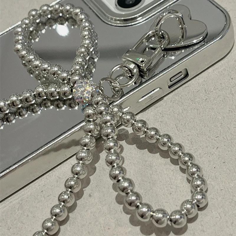 Korean-Sweet-Pearl-Bow-Keychain-Heart-Pendant-Keyring-Y2K-Aesthetic-Key ...