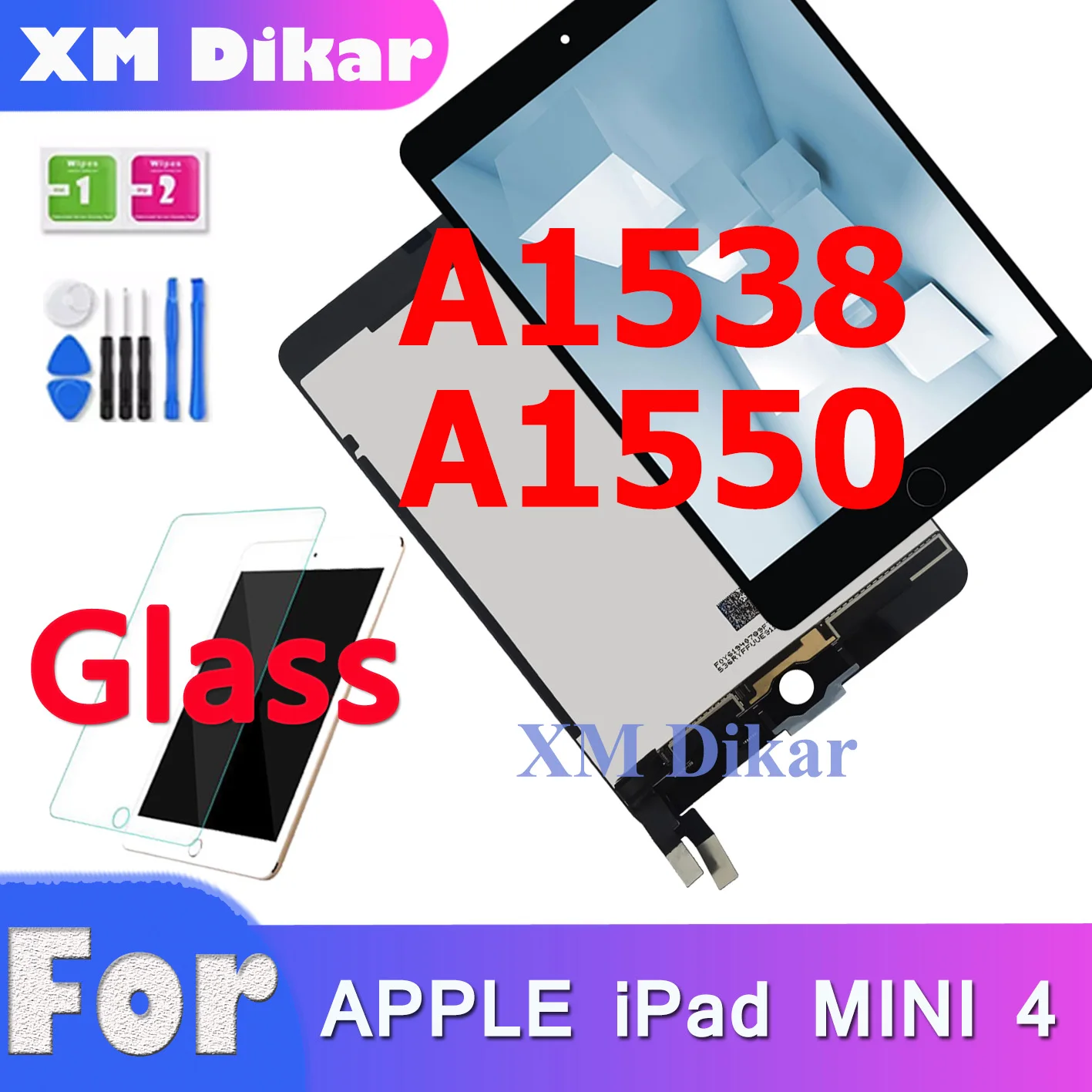100% Tested LCD With Free Glass Film For iPad mini 4 Mini 4 A1538 A1550 ...