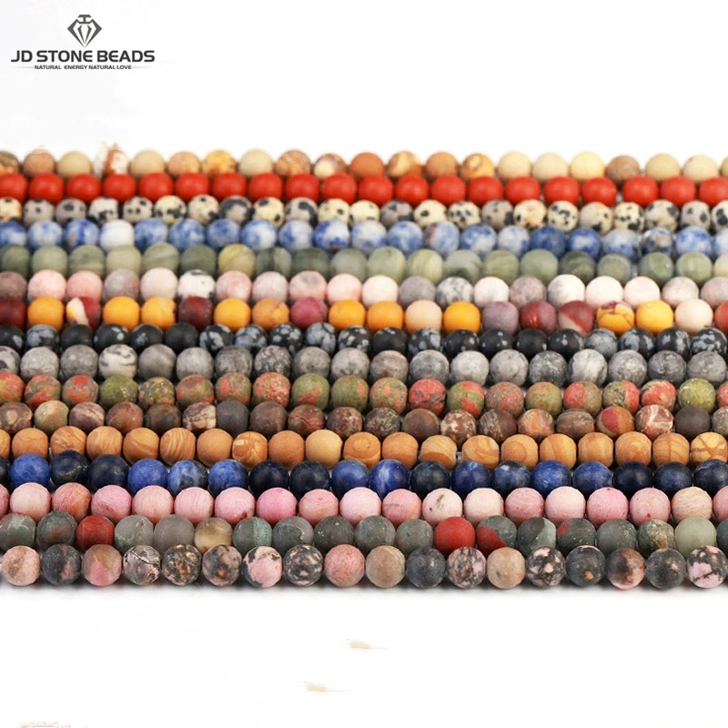 Natural Stone Frost White Onyx Pink Quartz Bead Round Loose Spacer ...