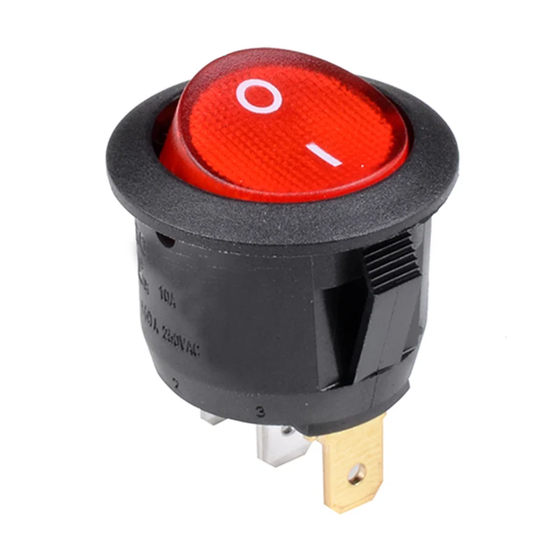 2pcs-Red-Circular-3Pins-ON-OFF-Round-Rocker-Switch-10A-Electrical-Power ...