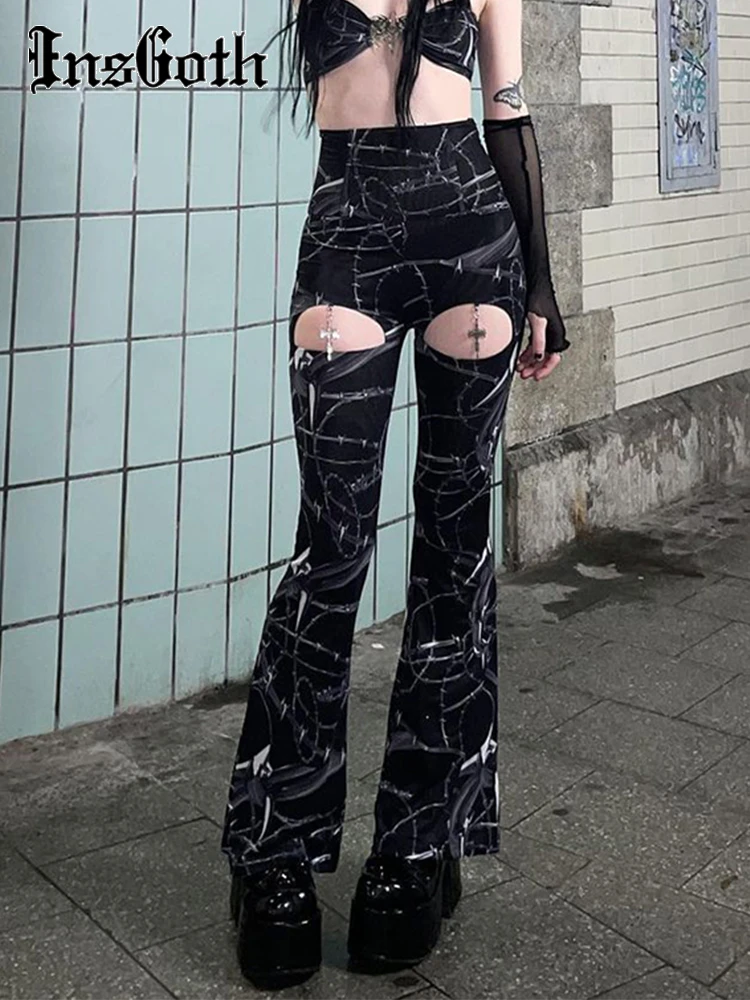 InsGoth-Gothic-Punk-Flare-Pants-Women-Harajuku-Sexy-Hollow-Out-Print ...