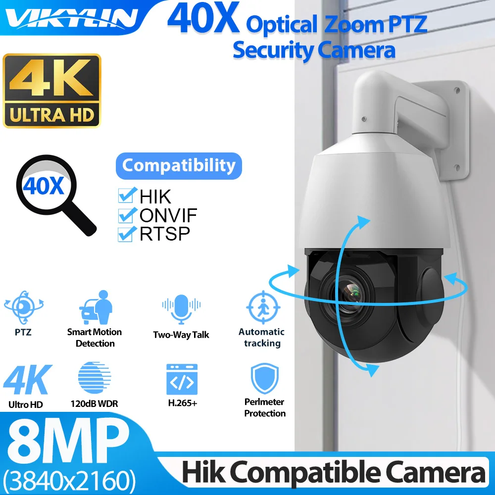 Vikylin-PTZ-IP-Camera-40X-Zoom-8MP-4K-For-Hikvision-Protocol-PoE-Auto ...