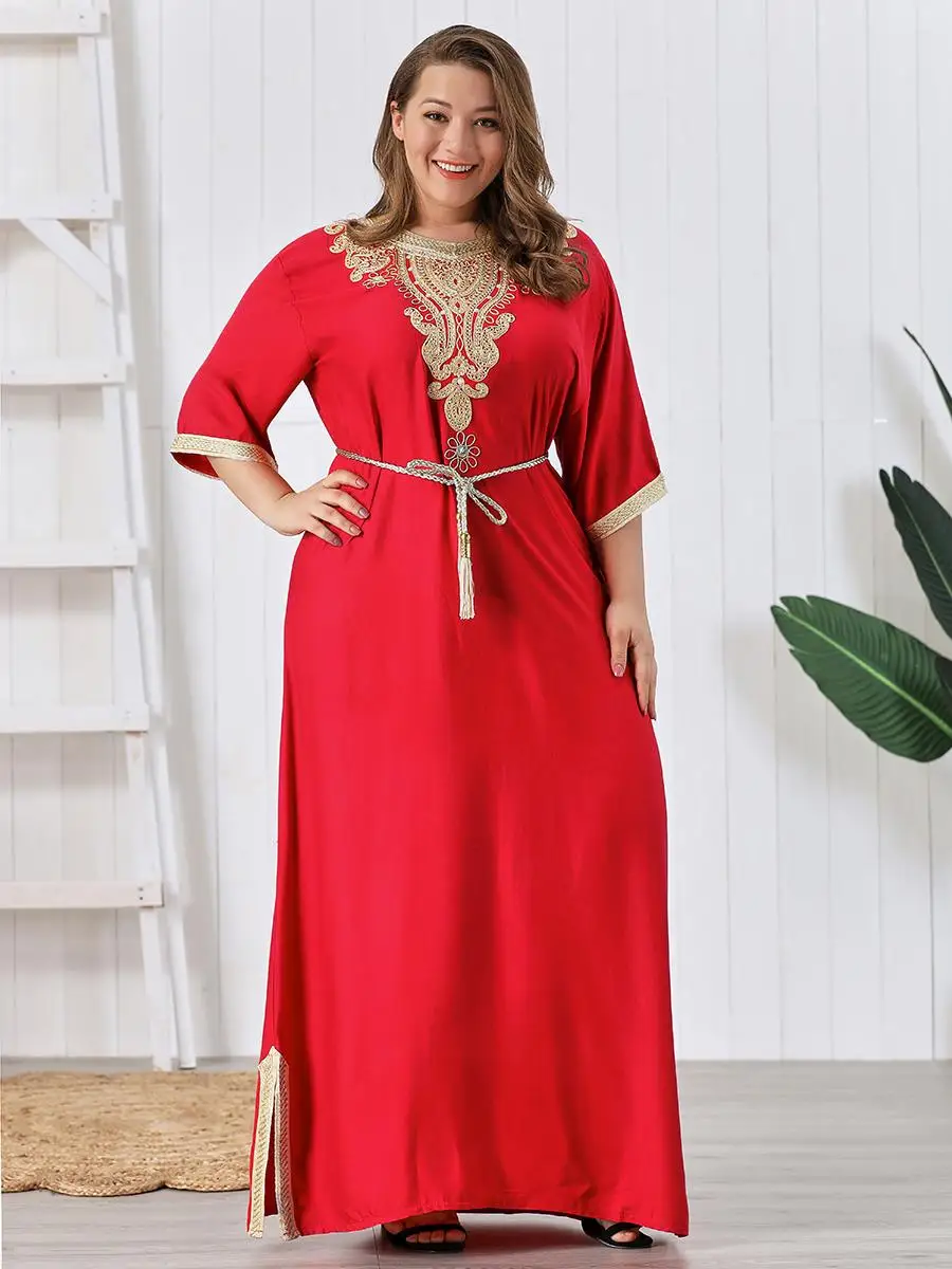 Plus-Size-Vintage-Rhinestones-Embroidered-Muslim-Dress-Women-Oversized ...
