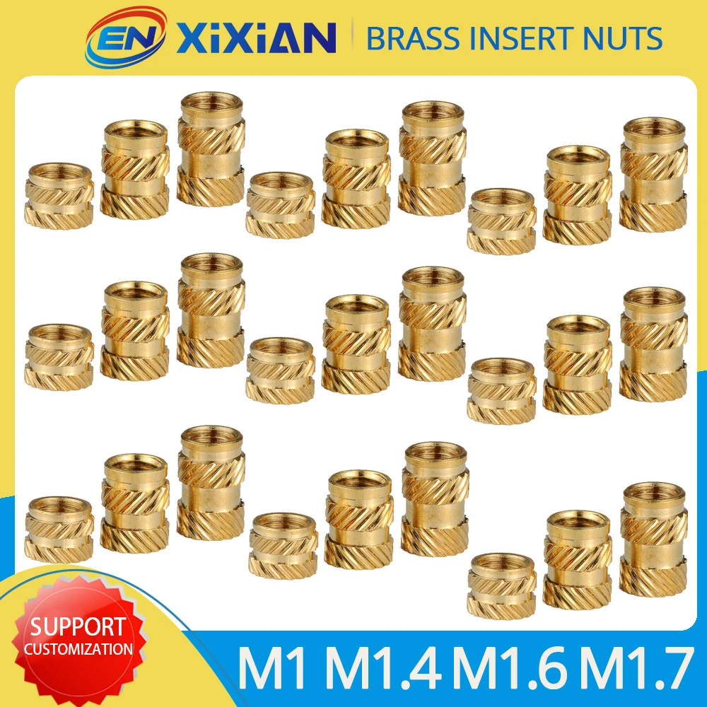 100pcs M1 M1.4 M1.6 M1.7 Brass Insert Nut Hot Melt Knurled Thread Embedment Heat Inserts Copper ...