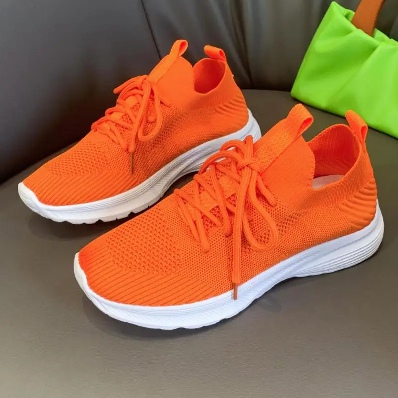 Spring-Orange-Casual-Shoes-Breathable-Lightweight-Sports-Sneakers-Women ...