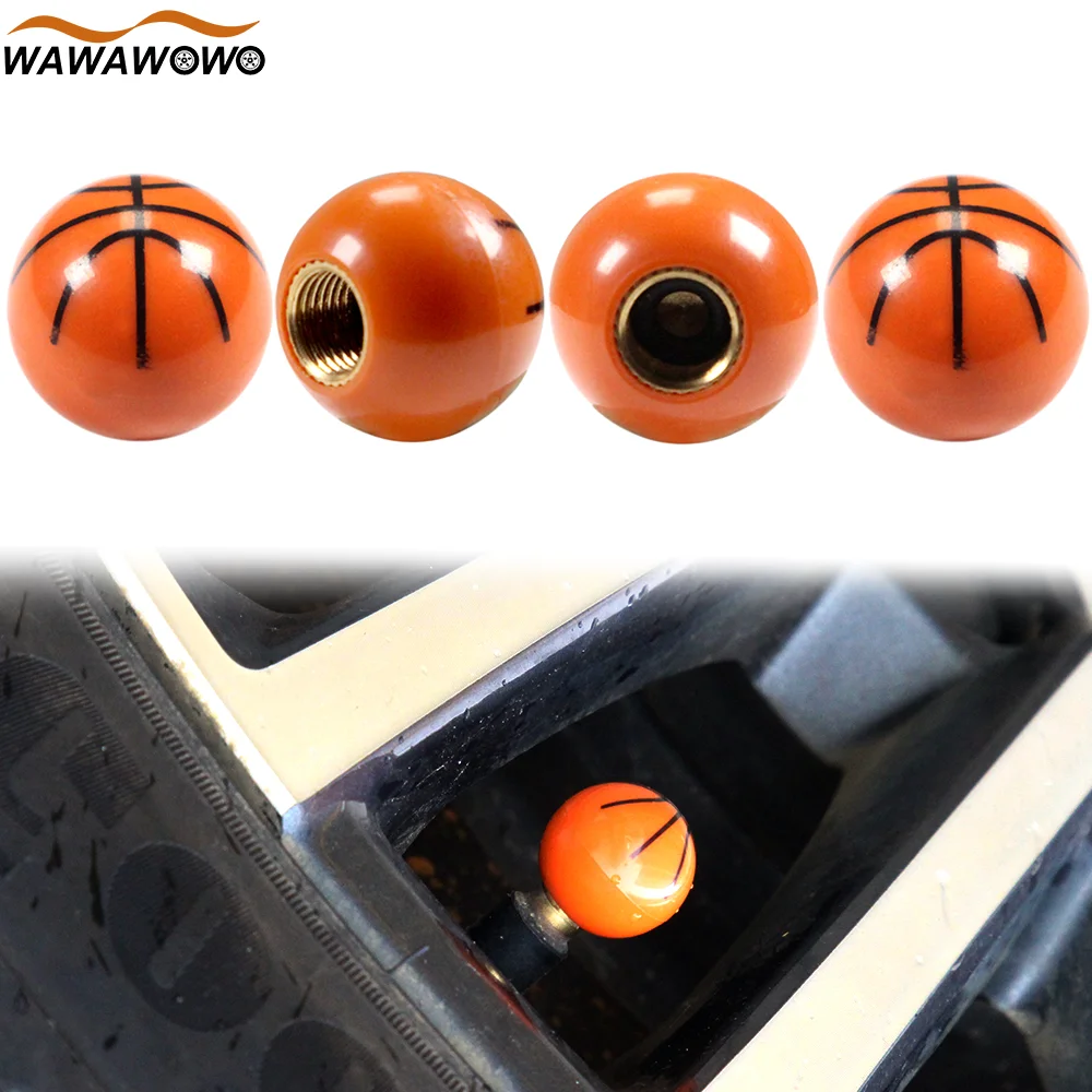 4Pcs Anti-Theft Car Moto Bike Wheel Tires Valves Caps Cute Ball Tire ...