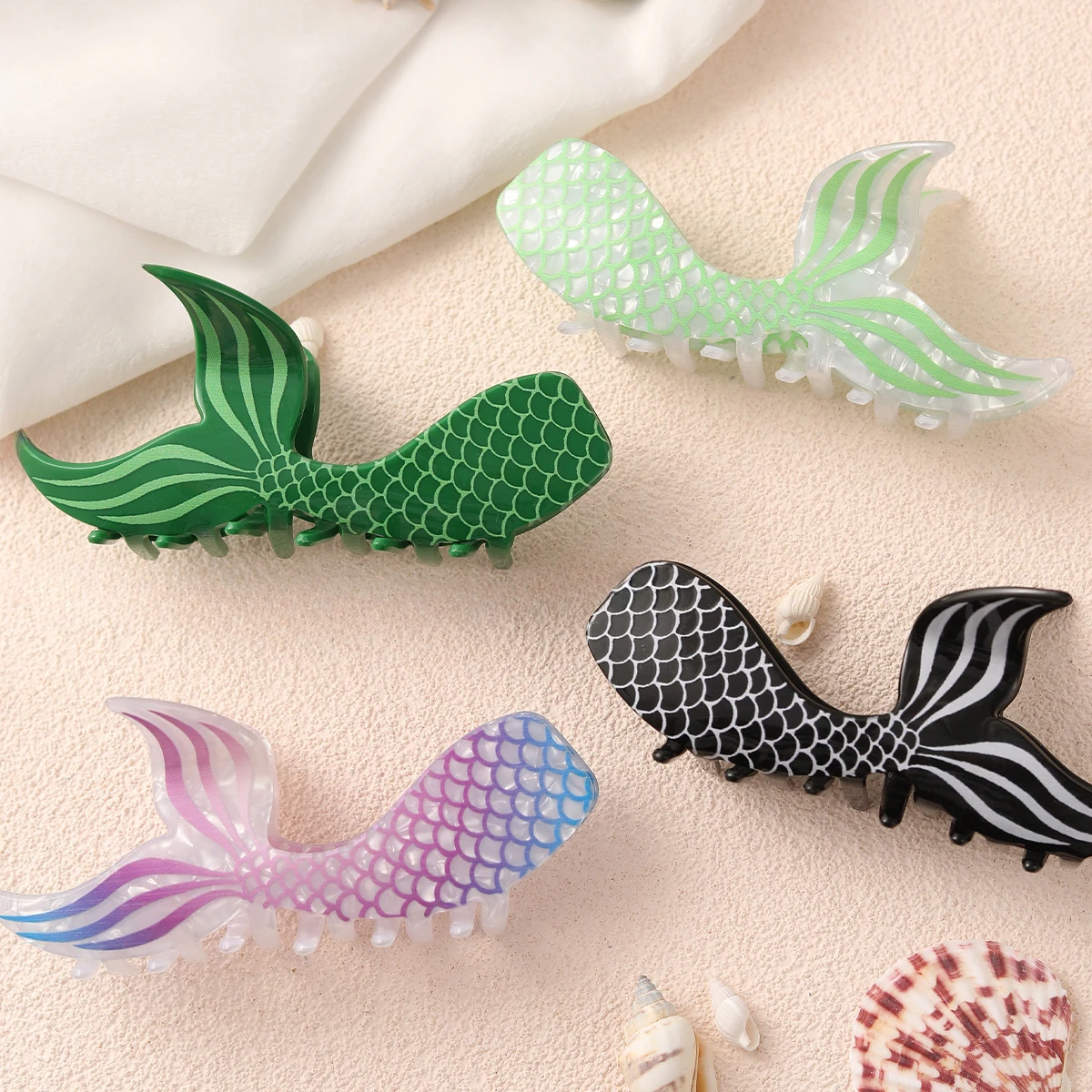 DuoShang New Ocean Series Mermaid Tail Hair Claw Acetate Claw Clips ...