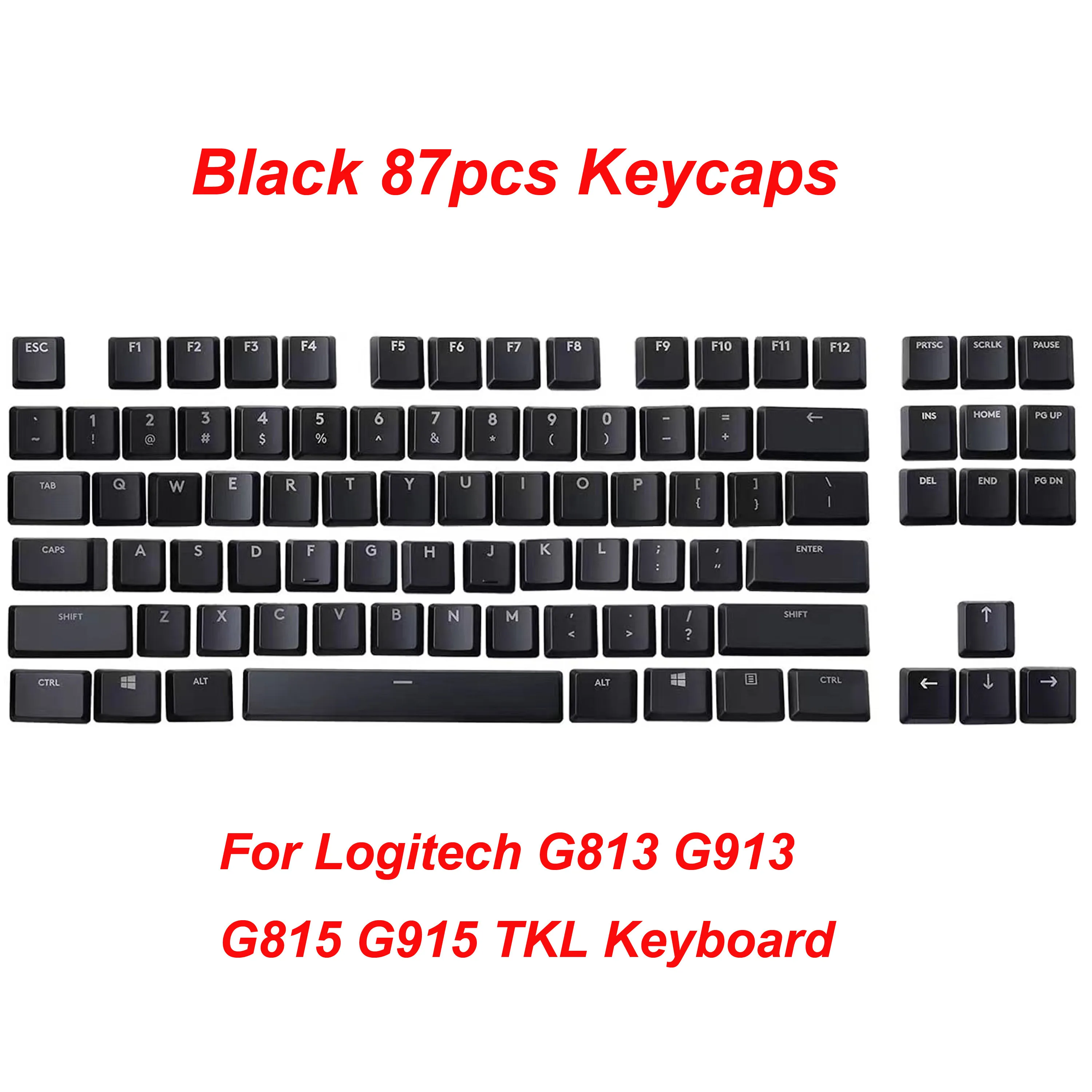 87-Keys-Black-Keycaps-US-Layout-for-Logitech-G913-G915-G813-G815 ...