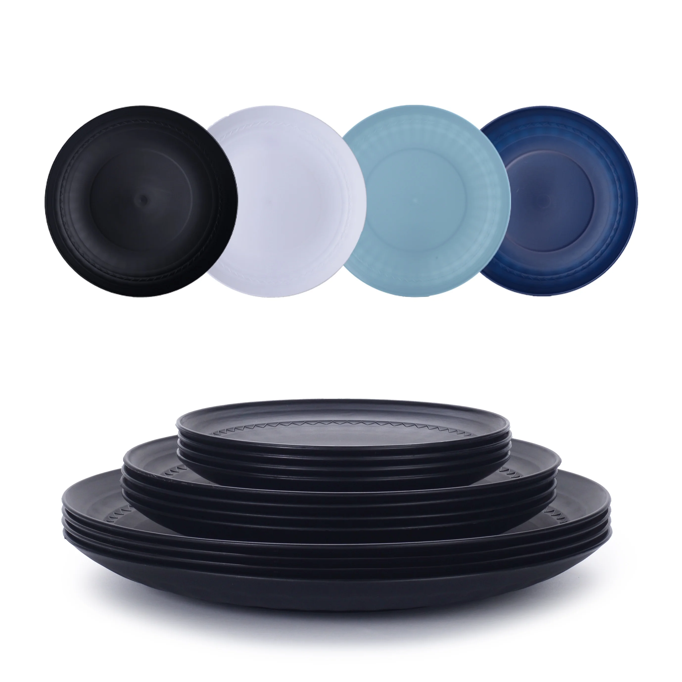 Plastic-Cutlery-Straw-Plate-Stackable-Non-Fragile-Circular-Plate ...