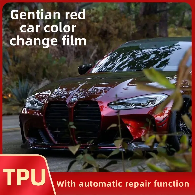 TPU-gentian-red-car-color-change-film-color-car-coat-paint-protection ...
