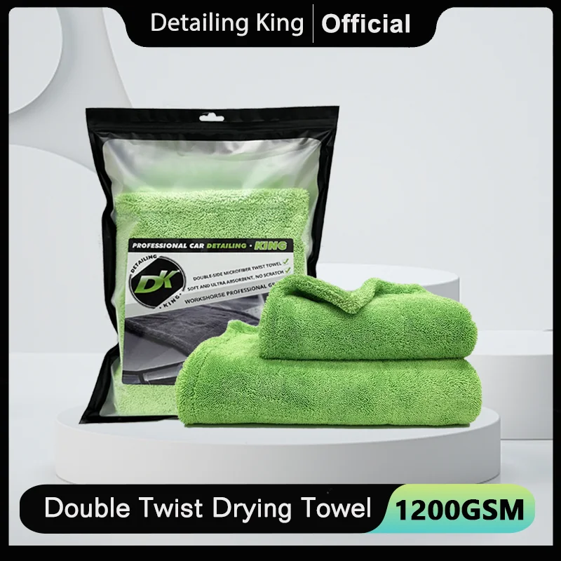 DETAILING KING 1200GSM Double Twist Pile Microfiber Drying Towel Ultra ...