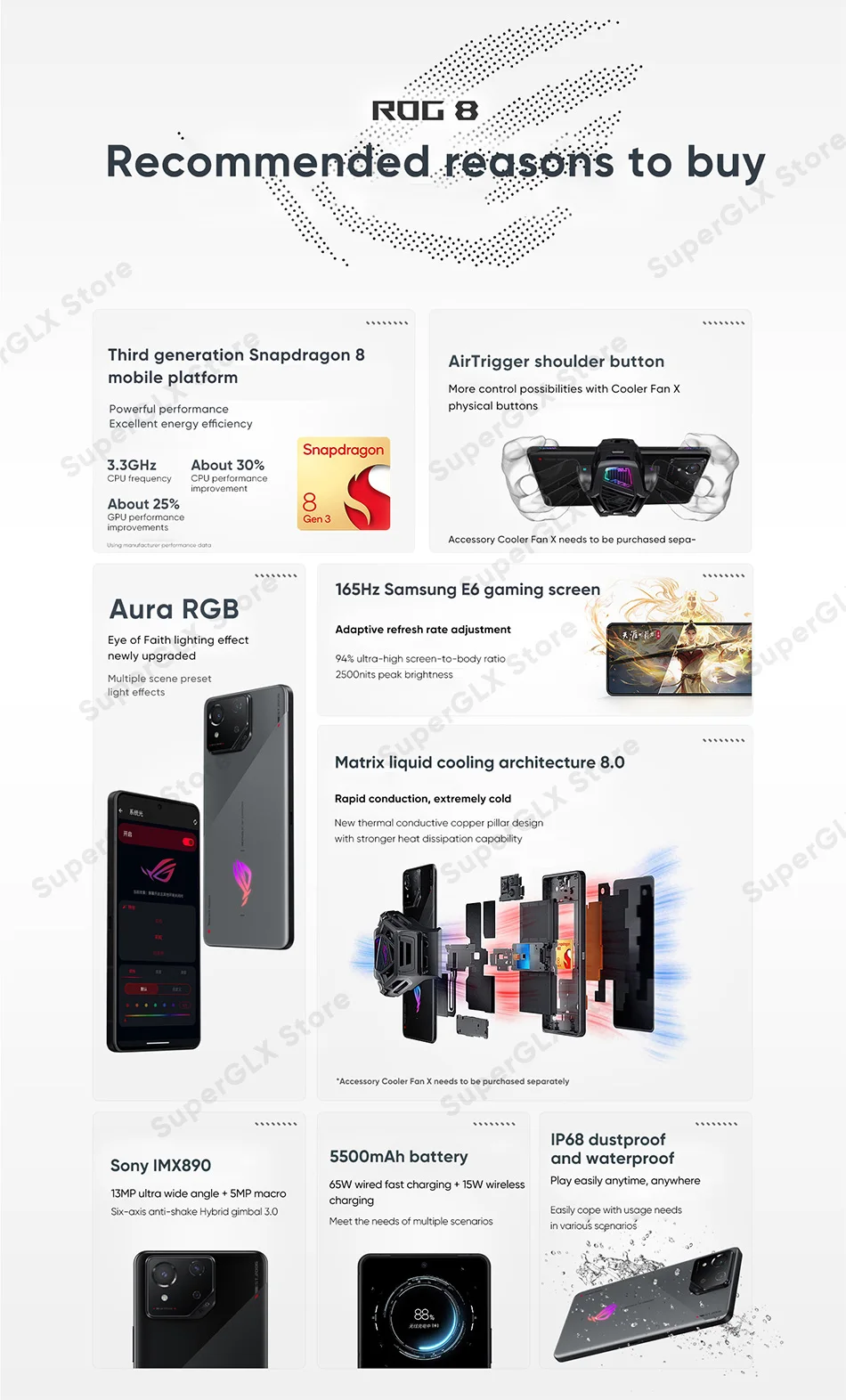 2024 Original ROG Phone 8 & 8 Pro 5G Gaming Phone Snapdragon 8 Gen 3 6.78'' 165Hz AMOLED Display ...