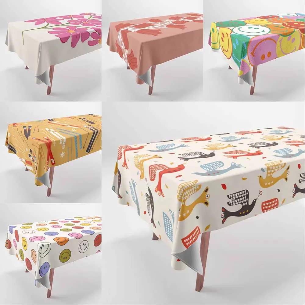 Cartoon Pattern Printed Tablecloth Home Decor Rectangular Party ...
