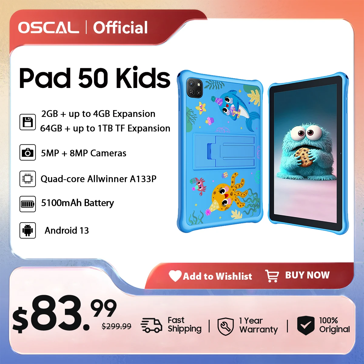 New-OSCAL-Pad-50-Kids-Tablet-PC-10-1-HD-Display-6GB-64GB-5100mAh ...