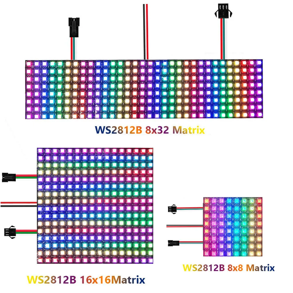 Módulo de luz LED RGB WS2812B de 5V, 8x8, 16x16, 8x32 píxeles, Digital ...