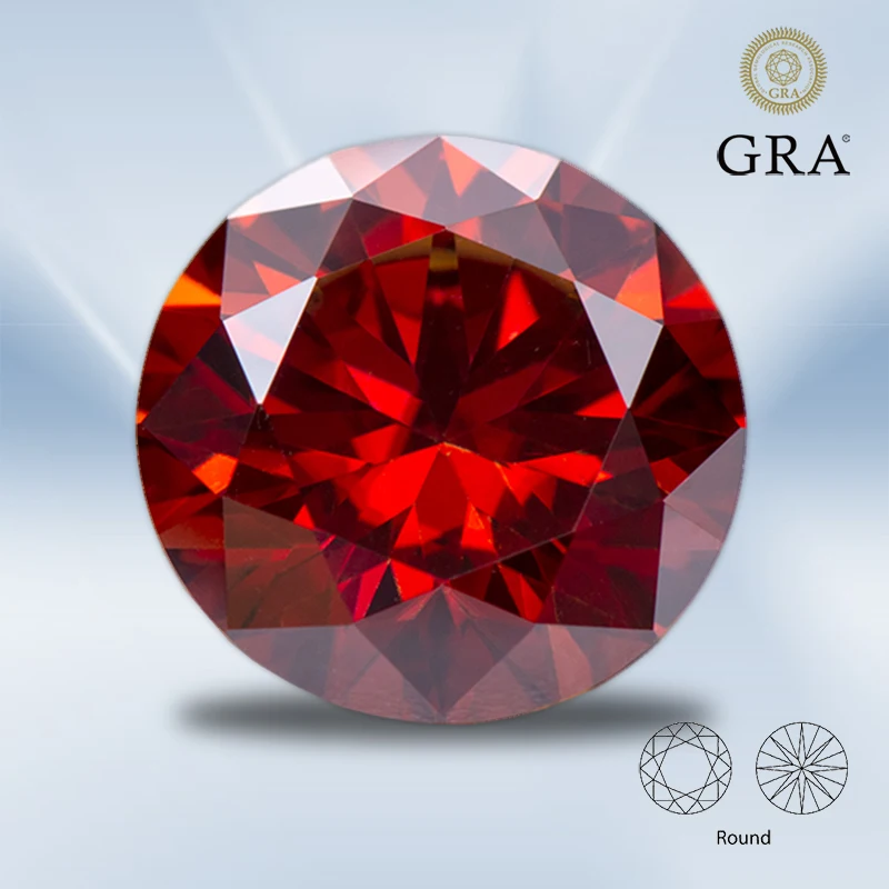 Moissanite Stone Garnet Red Color Round Cut with GRA Certificate ...