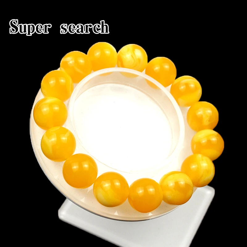 Whosale Beeswax Amber Bead Yellow Natural Stone Charm Round Simple And ...