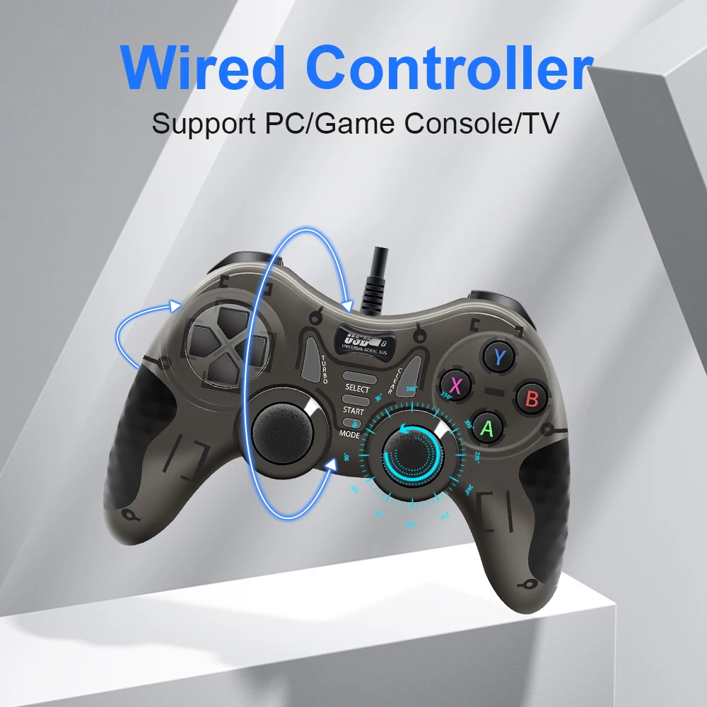 Gamepad-BLACK-White-Wired-Handle-for-Gaming-TV-Computer-PC-Joystick-PS3 ...
