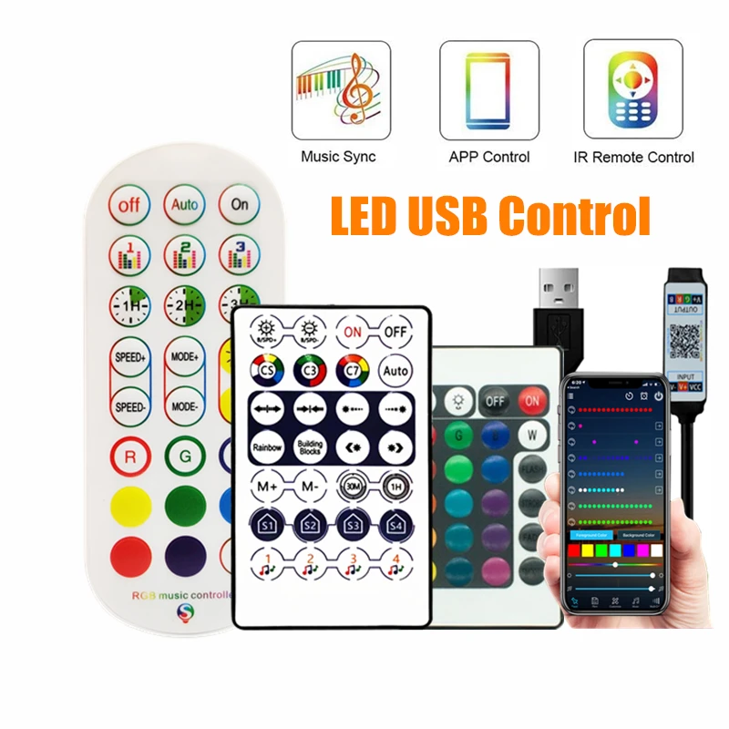 Led Strip 5v Dc Usb Control Model 24key Infrared Remote Control For ...