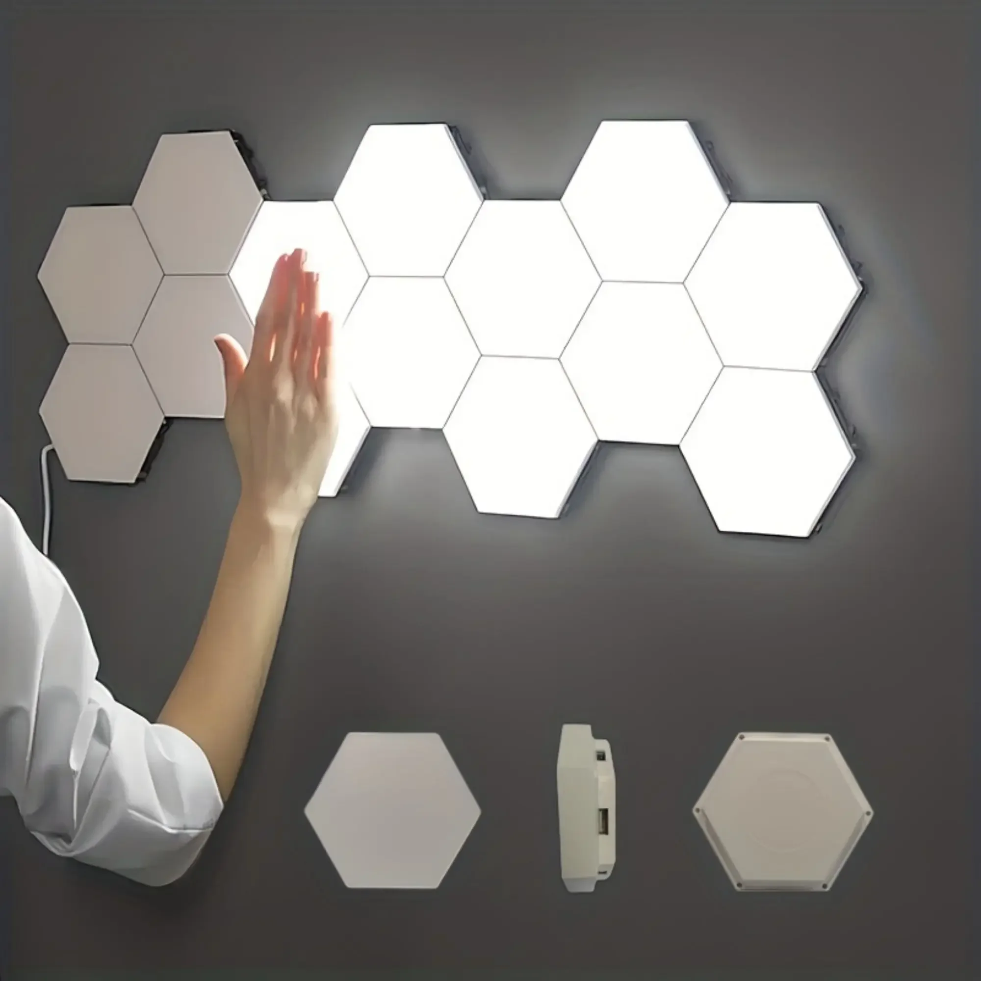 Hexagonal-touch-LED-wall-light-neutral-white-light-night-light-touch ...